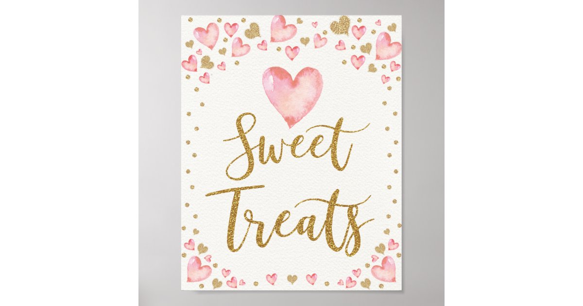Sweet Treats Valentines Baby Shower Birthday Party Poster | Zazzle