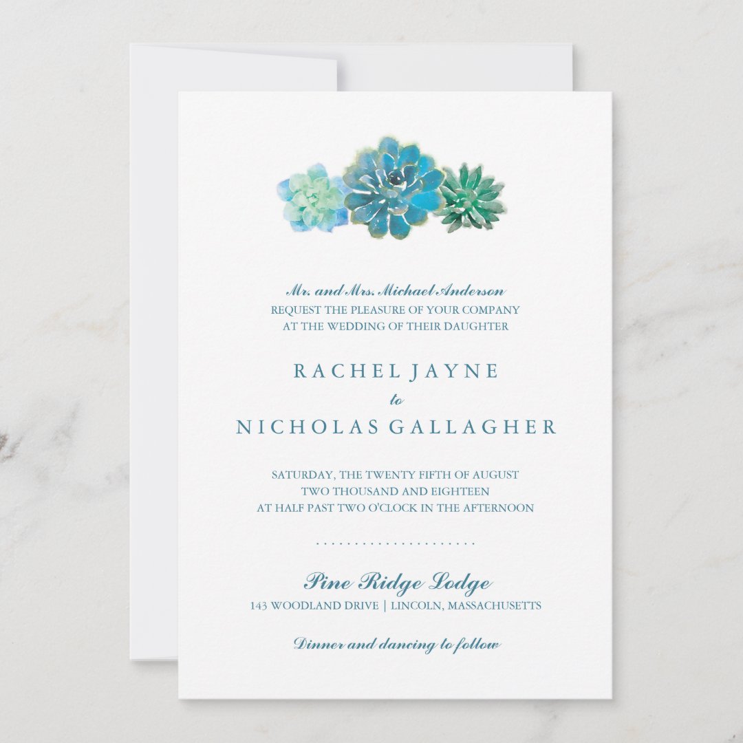 Sweet Trio Succulents | Wedding Invitation | Zazzle