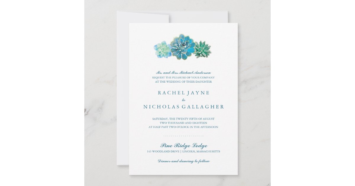 Sweet Trio Succulents | Wedding Invitation | Zazzle