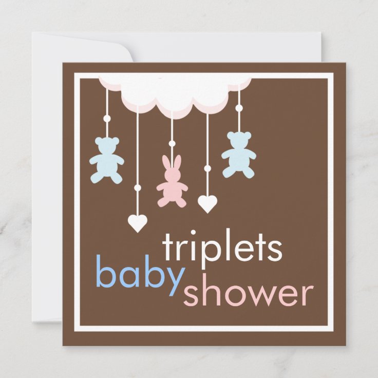 Sweet Triplets Mobile Baby Shower Invitation | Zazzle