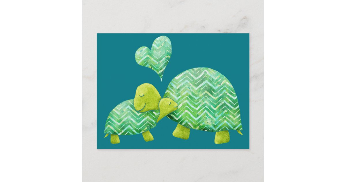 Sweet Turtle Hugs Mom and Baby Postcard | Zazzle