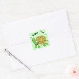 Sweet Turtle Thank You Square Sticker | Zazzle