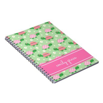 Sweet Turtles | Preppy Pink and Green Turtles Notebook | Zazzle