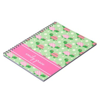 Sweet Turtles | Preppy Pink and Green Turtles Notebook | Zazzle
