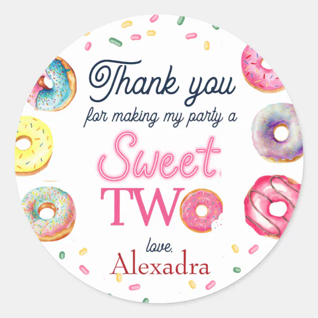Sweet Two 2nd Birthday Classic Round Sticker | Zazzle