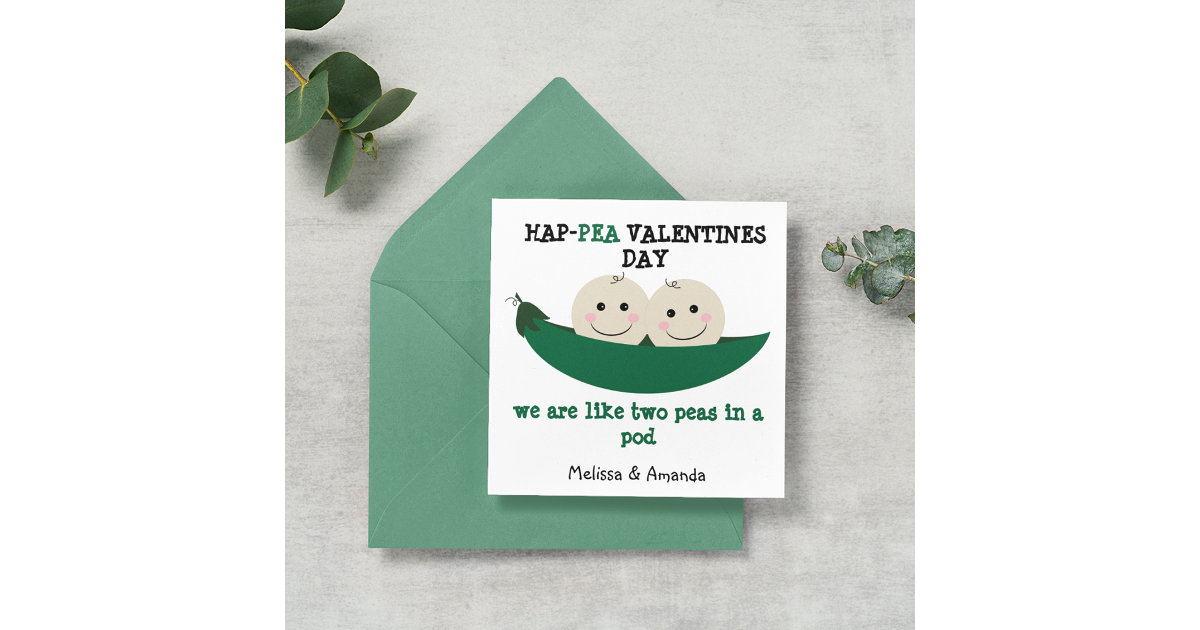Sweet Two peas In A Pod Hap-pea Valentines Day Holiday Card | Zazzle