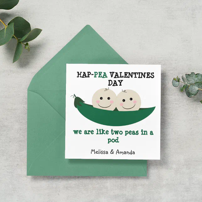 Sweet Two peas In A Pod Hap-pea Valentines Day Holiday Card | Zazzle