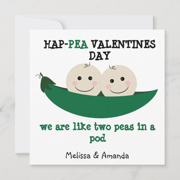 Sweet Two peas In A Pod Hap-pea Valentines Day Holiday Card | Zazzle