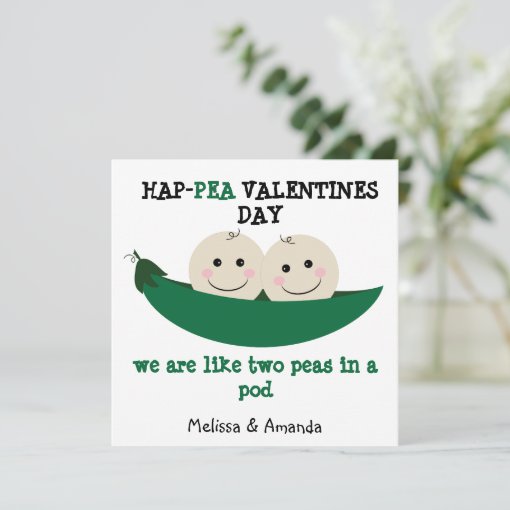 Sweet Two peas In A Pod Hap-pea Valentines Day Holiday Card | Zazzle