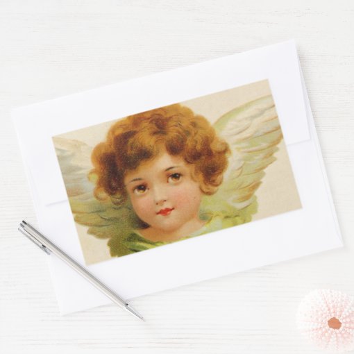 Sweet Vintage Angel Face Rectangular Sticker | Zazzle