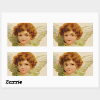 Sweet Vintage Angel Face Rectangular Sticker | Zazzle