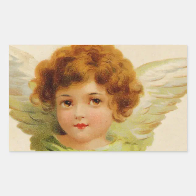 Sweet Vintage Angel Face Rectangular Sticker | Zazzle