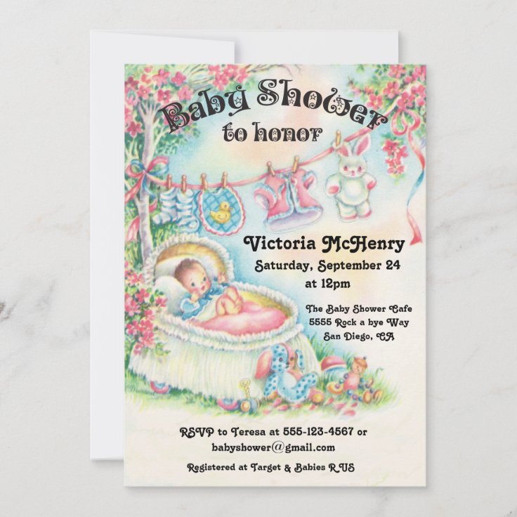 Sweet Vintage baby shower invitations | Zazzle