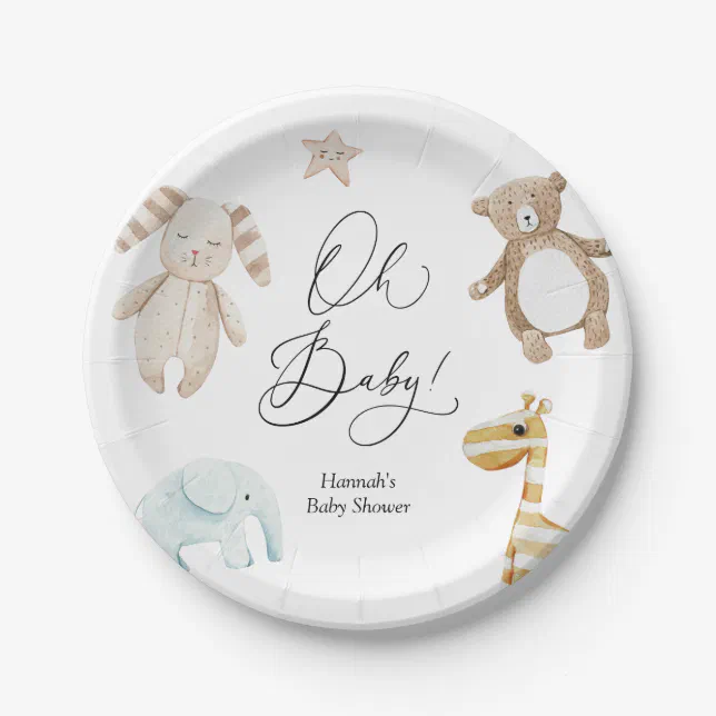 Sweet Vintage Baby Shower Oh Baby Paper Plates | Zazzle