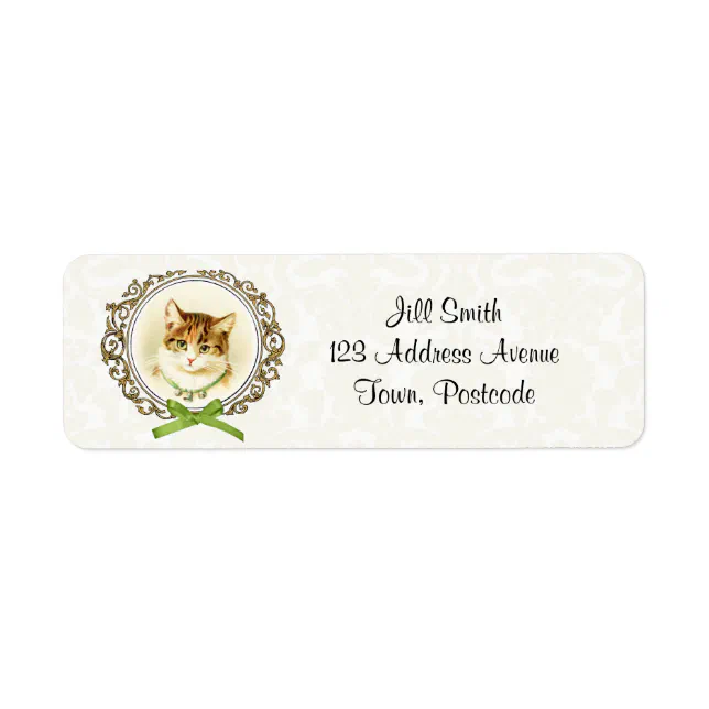 Sweet vintage cat portrait label | Zazzle