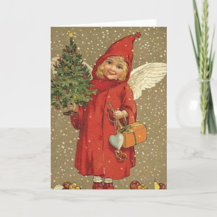 Sweet Vintage Christmas Angel Holiday Card | Zazzle.com
