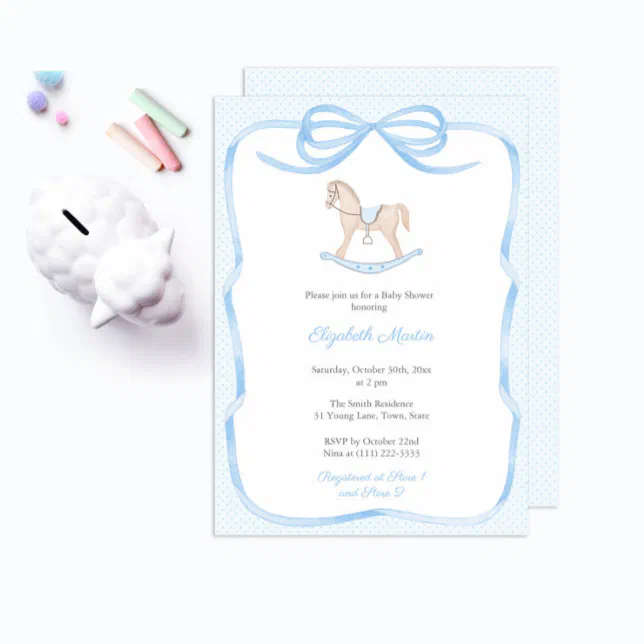 Sweet Vintage Rocking Horse Boy Baby Shower Party Invitation | Zazzle