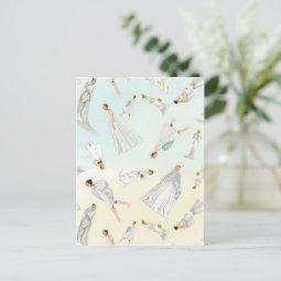 Sweet Vintage Wedding Dresses Pattern Postcard | Zazzle