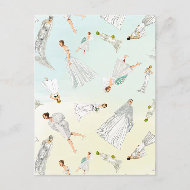 Sweet Vintage Wedding Dresses Pattern Postcard | Zazzle