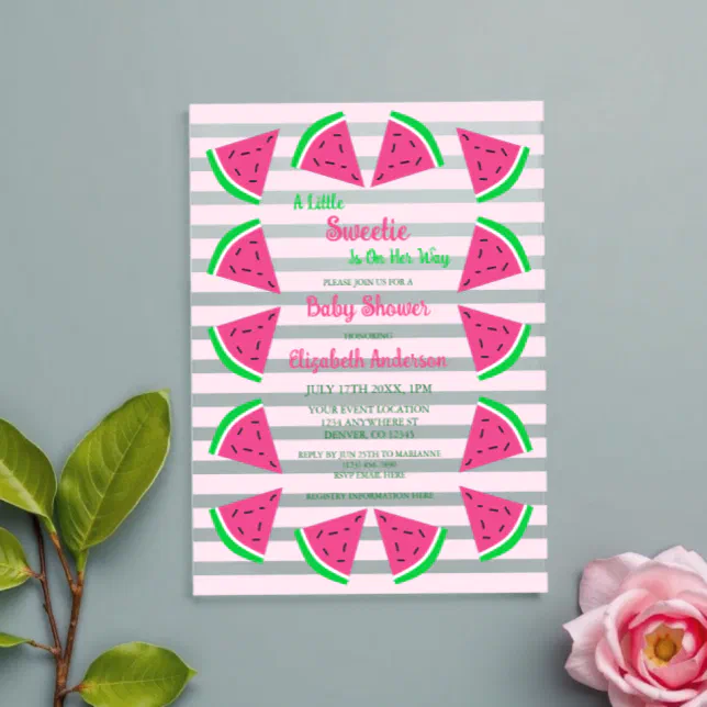 Sweet Watermelon Baby Shower Acrylic Invitations | Zazzle