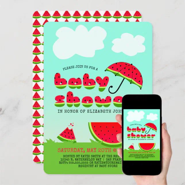 Sweet Watermelon Baby Shower Invitation | Zazzle
