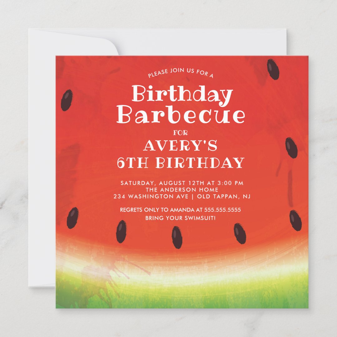 Sweet Watermelon Birthday Invitation | Zazzle