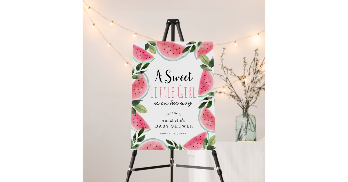 Sweet Watermelon Watercolor Baby Shower Welcome Foam Board | Zazzle