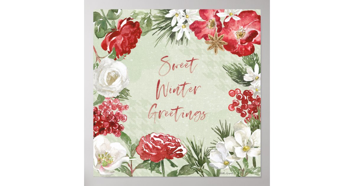 Sweet Winter Greetings Poster | Zazzle