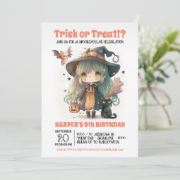 Sweet Witch Halloween Birthday Party Invitation | Zazzle