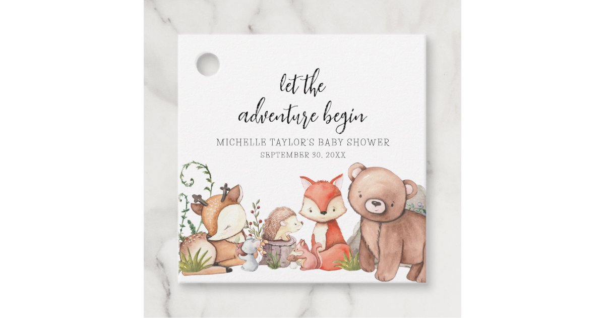 Sweet Woodland Animal Baby shower Favor Tags | Zazzle