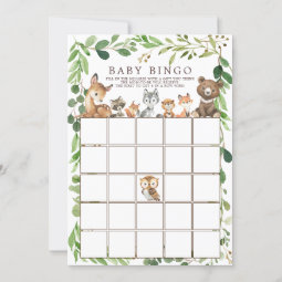 Sweet Woodland Animals BINGO Baby Shower Game Invitation | Zazzle