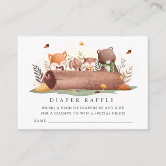 Sweet Woodland Animals Diaper Raffle Ticket Enclosure Card | Zazzle
