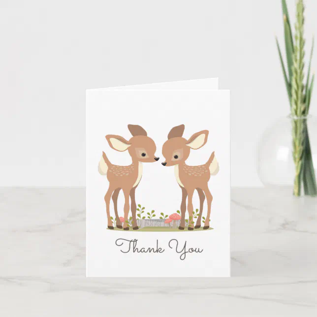 Sweet Woodland Deer Twin Baby Gift Thank You | Zazzle