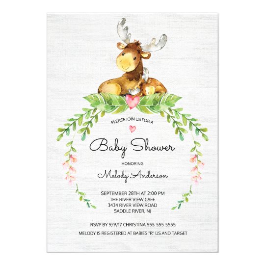Sweet Woodland Moose Baby Shower Invitation | Zazzle.com
