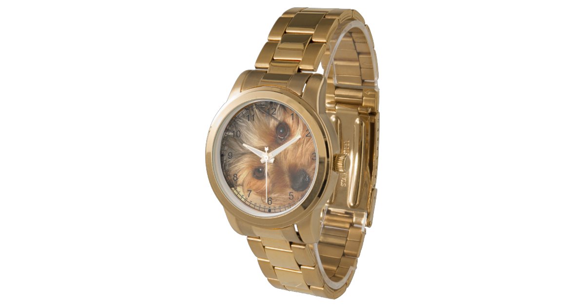 Sweet Yorkie Beautiful Gold Watch | Zazzle