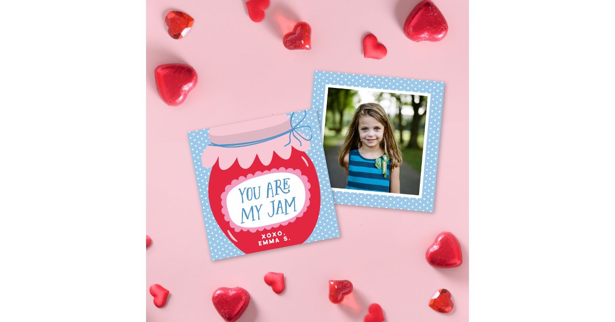 Sweet You Are My Jam Valentine's Classroom Photo Note Card | Zazzle