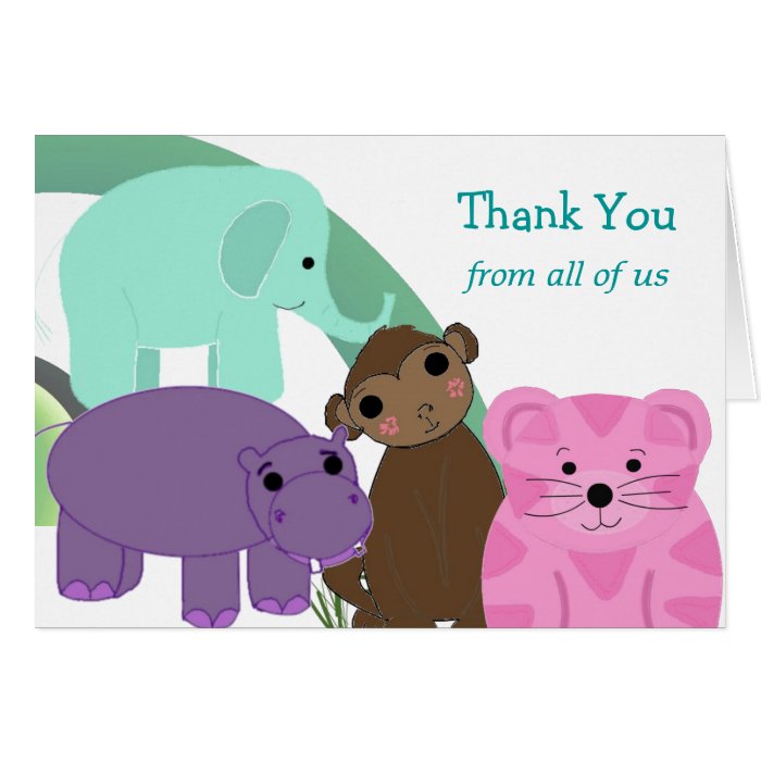Sweet Zoo Animal Thank You Card | Zazzle