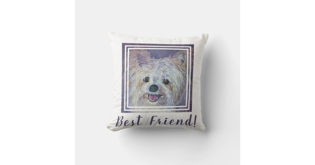Sweetest White Yorkie Throw Pillow | Zazzle