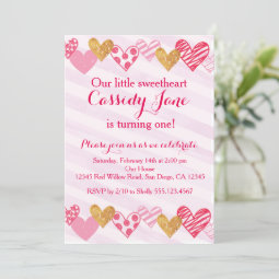 Sweetheart Heart Birthday Invitation | Zazzle