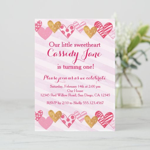 Sweetheart Heart Birthday Invitation | Zazzle