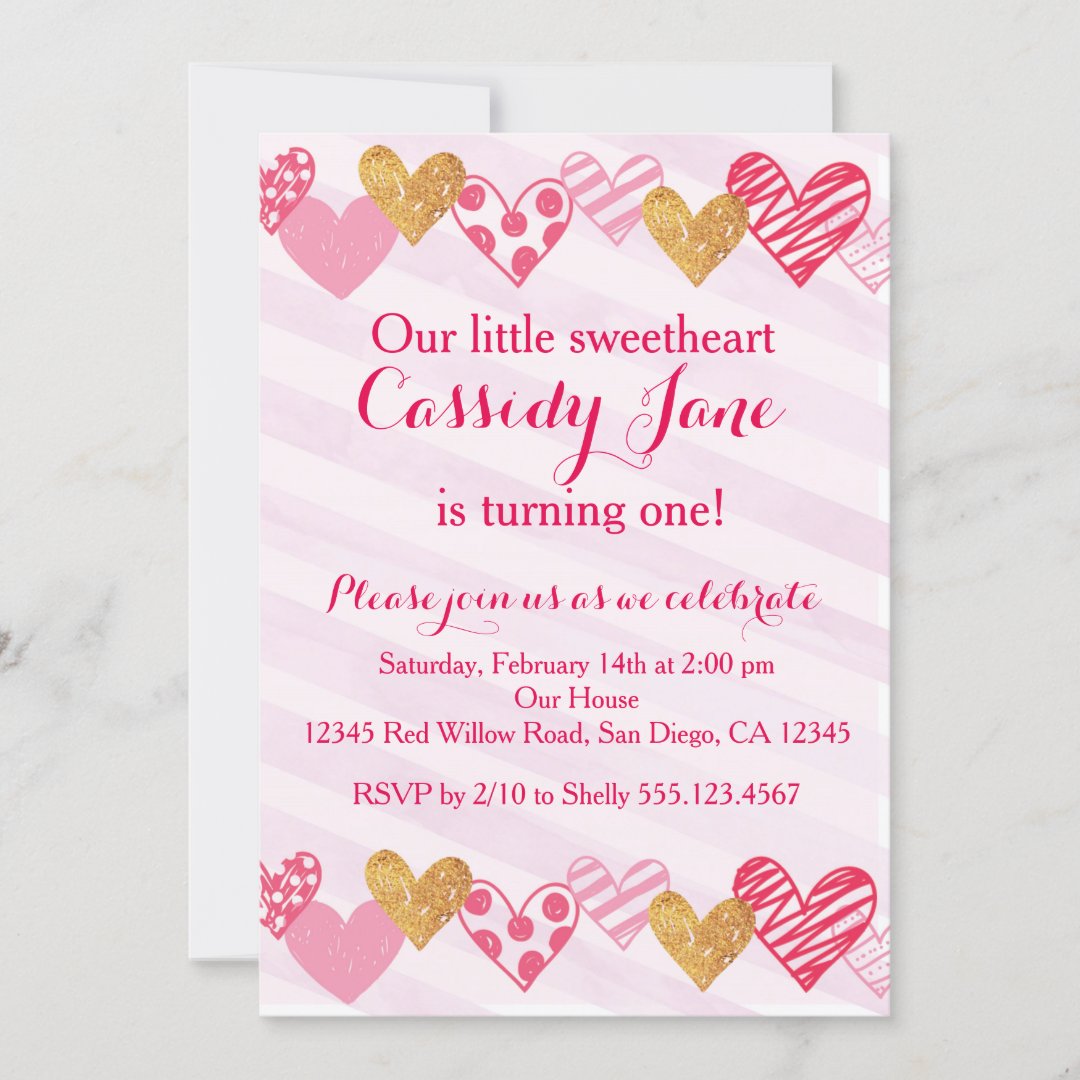 Sweetheart Heart Birthday Invitation | Zazzle