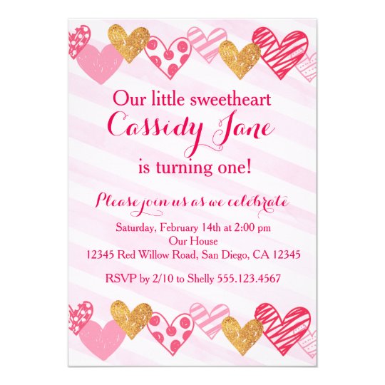 Sweetheart Heart Birthday Invitation | Zazzle.com