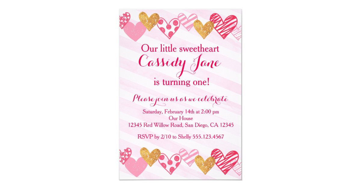 Sweetheart Heart Birthday Invitation | Zazzle.com