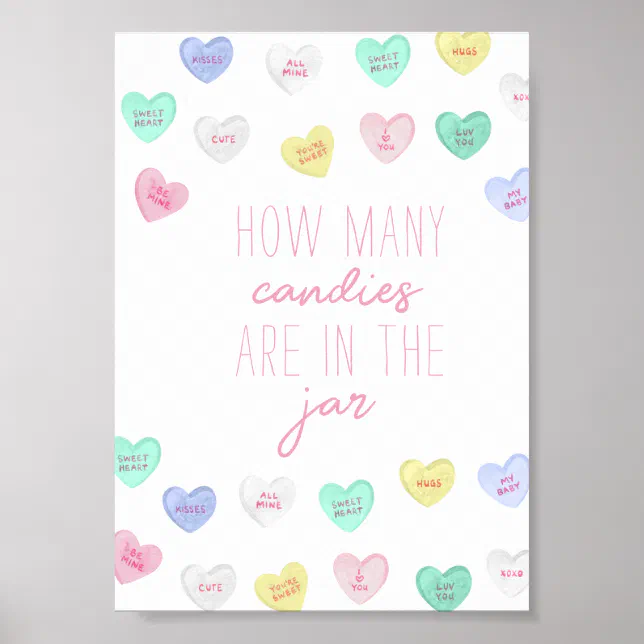 Sweetheart How Many Candies are in the Jar Poster | Zazzle