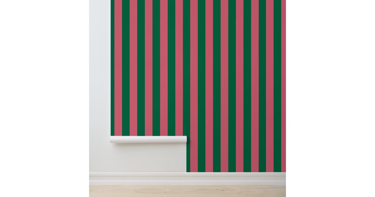 Sweetheart Pink Pickle Green Stripe Wallpaper | Zazzle