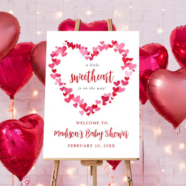 Sweetheart Valentine Baby Shower Welcome Sign | Zazzle