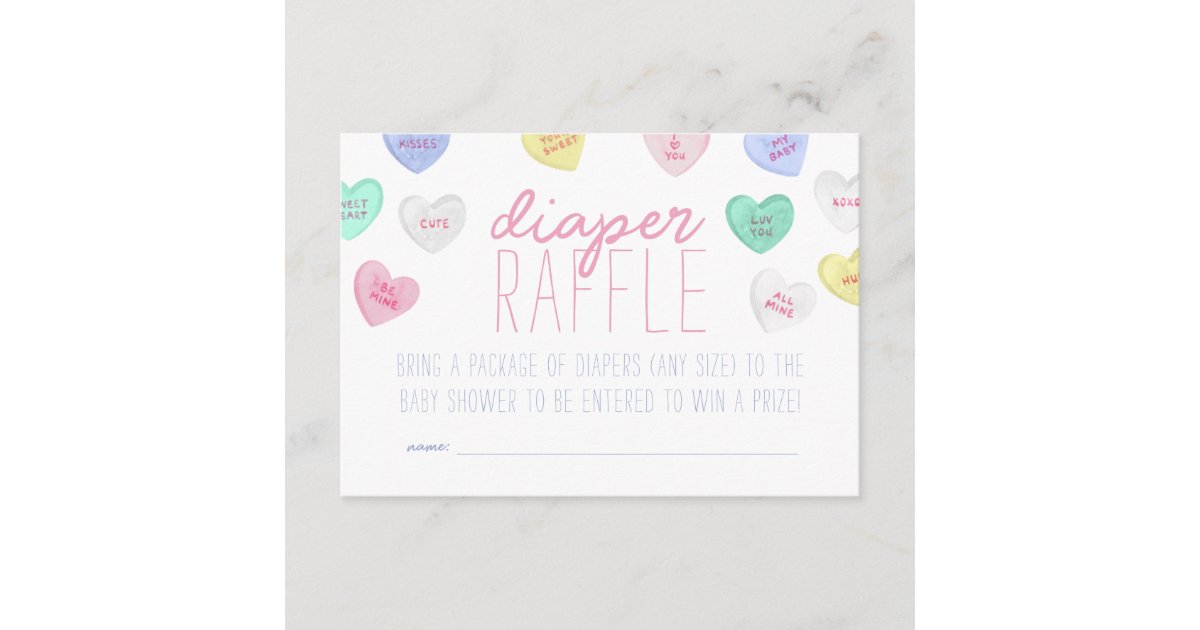 Sweetheart Valentine's Day Diaper Raffle Card | Zazzle