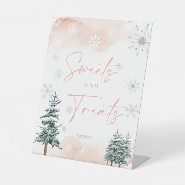 Sweets and Treats sign, winter wonderland Pedestal Sign | Zazzle