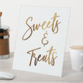 Sweets & Treats Simple Gold Handwriting Typography Pedestal Sign | Zazzle