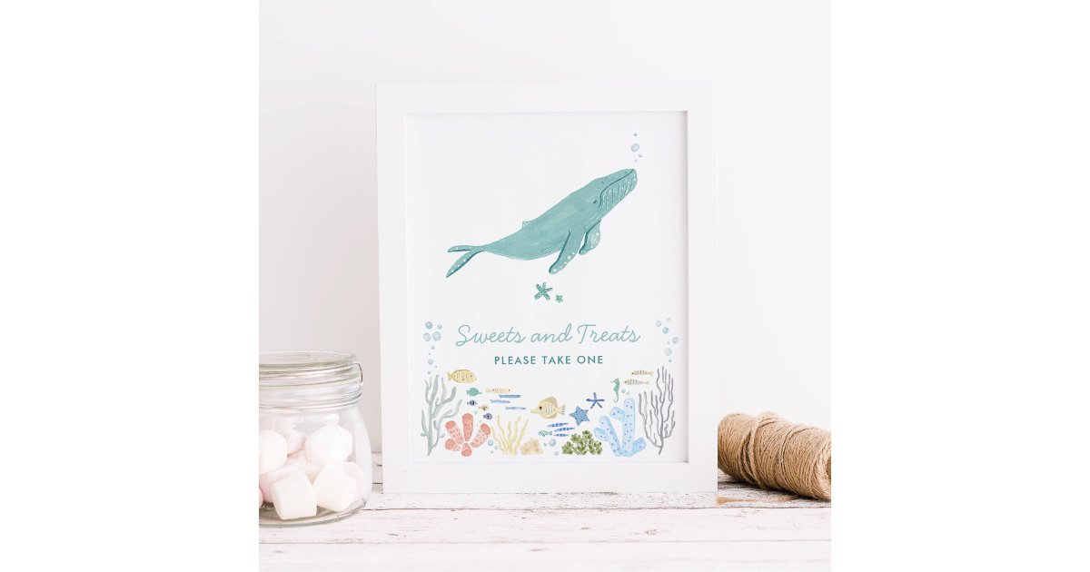 Sweets Whale Under The Sea Baby Shower Poster | Zazzle